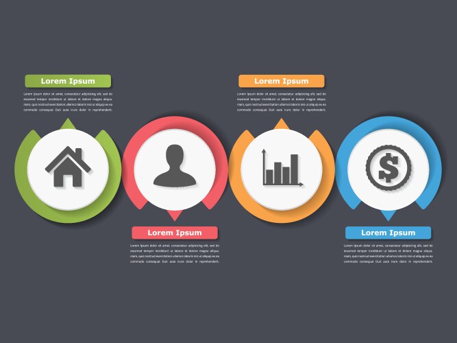 Business data process chart diagram with steps Vector Image