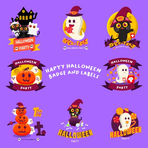 Halloween cute monster avatar set Royalty Free Vector Image