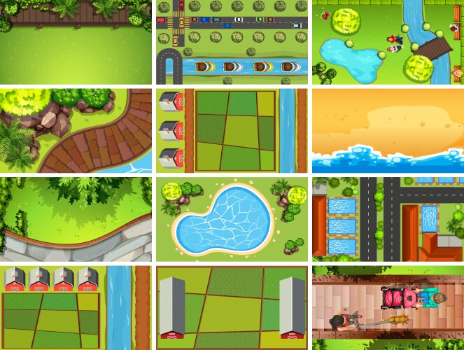 2d tiles set for top down games Royalty Free Vector Image
