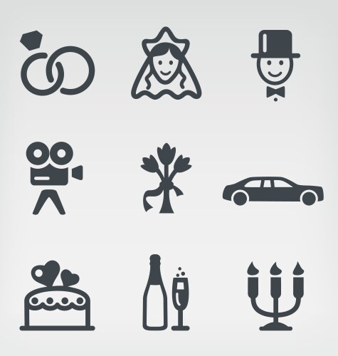 Groom and bride line cartoon icon Royalty Free Vector Image