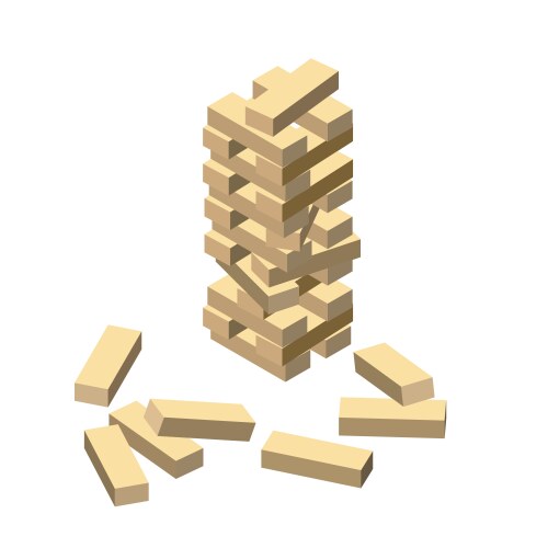 Set of tower game jenga wooden block Royalty Free Vector
