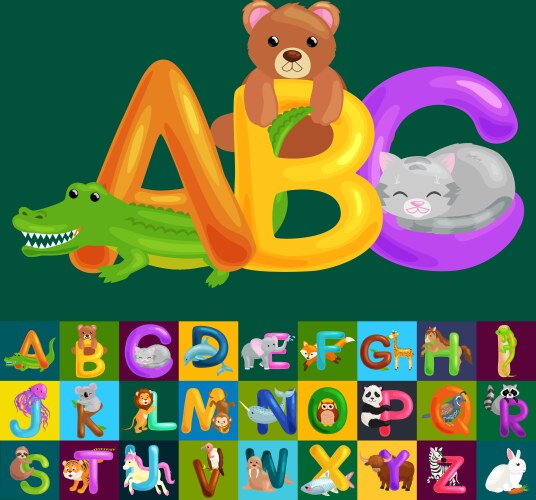Animal ABC Letters for Kids Royalty Free Vector Image