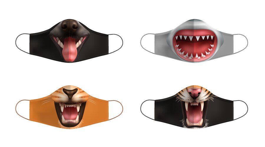 Cute animal masks video chat application effect Vector Image