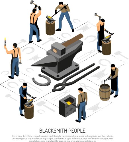 Blacksmith workshop cartoon composition Royalty Free Vector