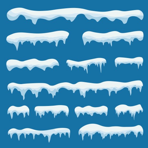 Snow cap ice set winter design snowy icicle roof Vector Image