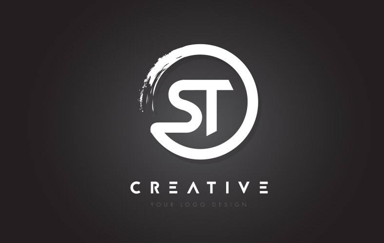 T circular letter logo with circle brush design Vector Image