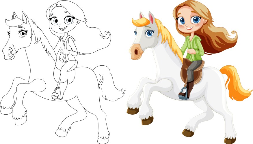 A girl riding horse Royalty Free Vector Image - VectorStock