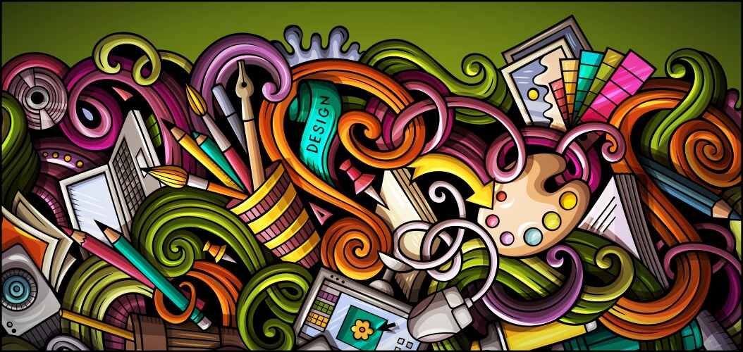 Designer hand drawn doodle banner cartoon Vector Image