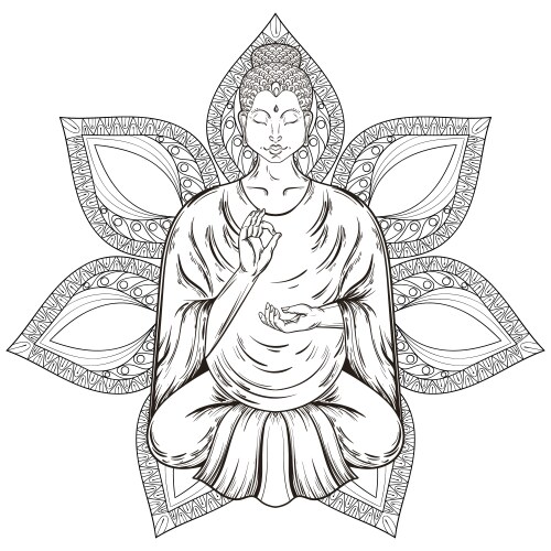Buddha head and lotus Royalty Free Vector Image