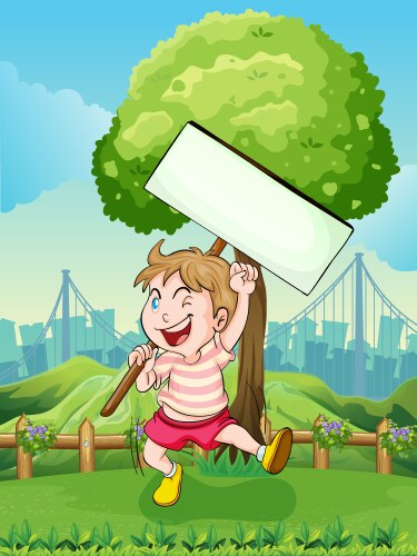 Kids cleaning near the empty board Royalty Free Vector Image