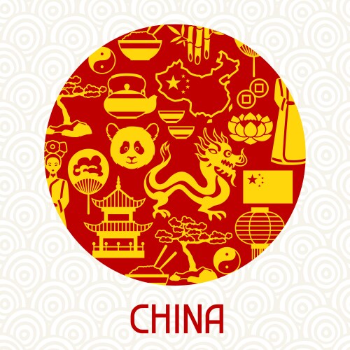 China icons set chinese symbols and objects Vector Image