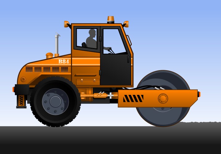 Realistic road roller front view modern heavy Vector Image