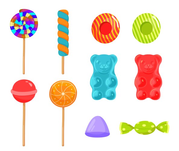 Gummy bear candy set Royalty Free Vector Image