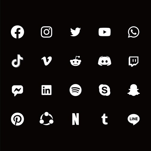 White social media icon set Royalty Free Vector Image