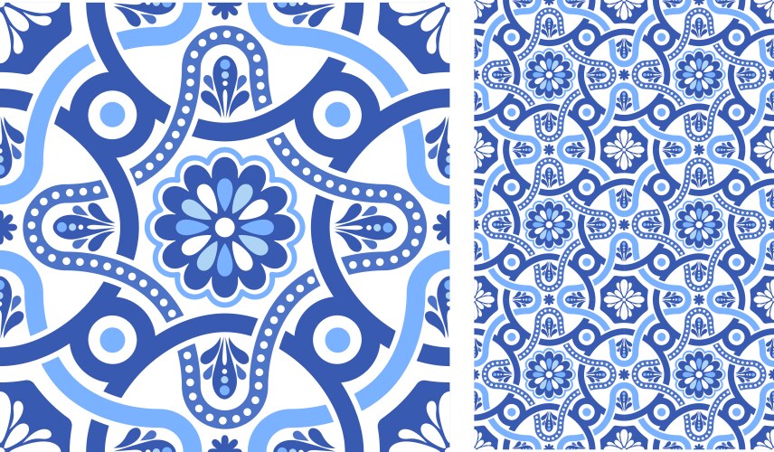 Blue tiles bundle Royalty Free Vector Image - VectorStock