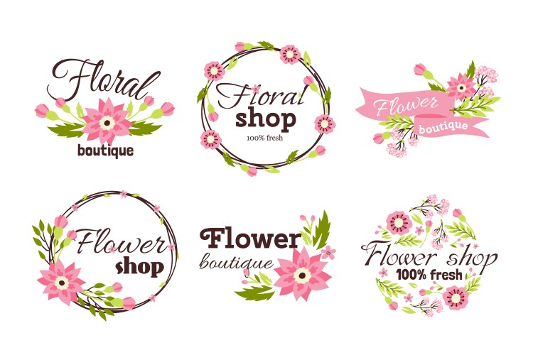 Floral Shop Logo Design Royalty Free Vector Image