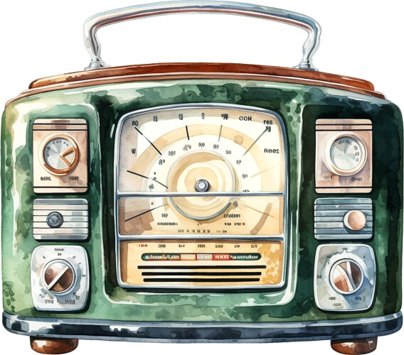 Radio hand drawn linear drawing of Royalty Free Vector Image