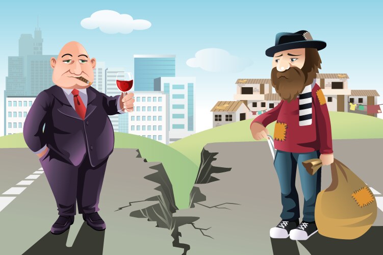 Gap between rich and poor Royalty Free Vector Image
