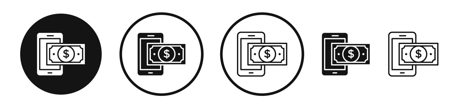 Send money icon set in black and blue colors Vector Image