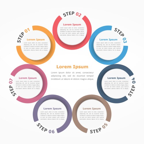 Seven steps infographics design element Royalty Free Vector