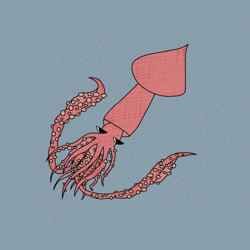 Colossal squid in the ocean cartoon hand Vector Image