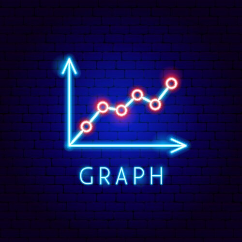 Dashboard line graph neon sign Royalty Free Vector Image