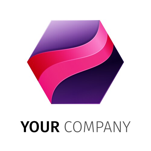 Purple heart logo design ribbon Royalty Free Vector Image