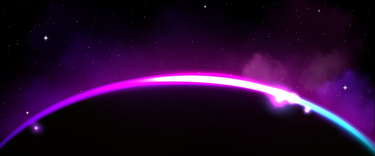 Purple planet and sun eclipse light space horizon Vector Image