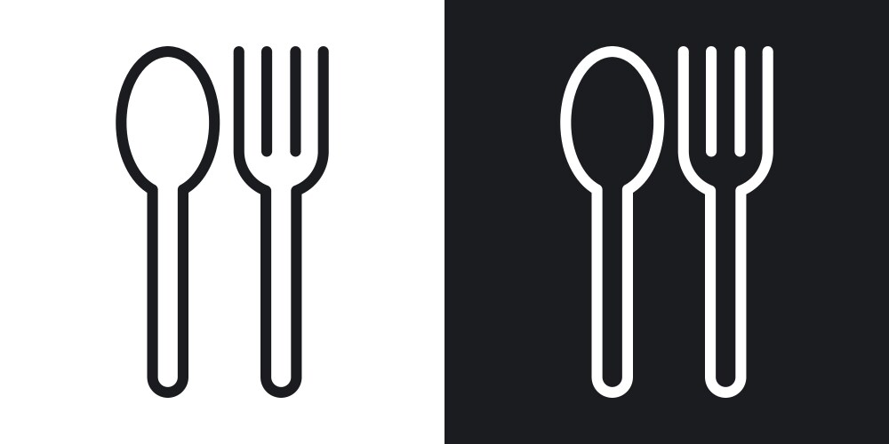 Spoon and fork icon set cutlery dinner meal Vector Image