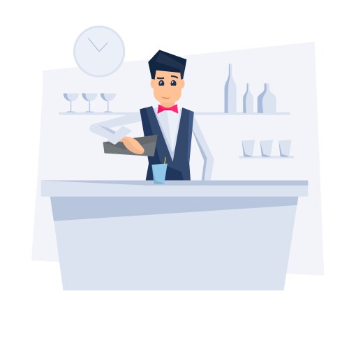 Bearded barmen barkeeper or bartender in work Vector Image