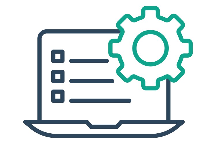 Action plan icon laptop and checklist with gear Vector Image