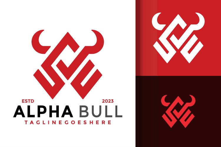 Letter r bull horned logo logos design element Vector Image