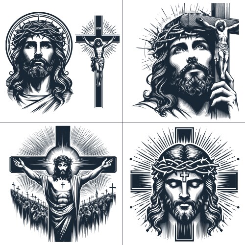 Jesus christ cross jesus praying Royalty Free Vector Image