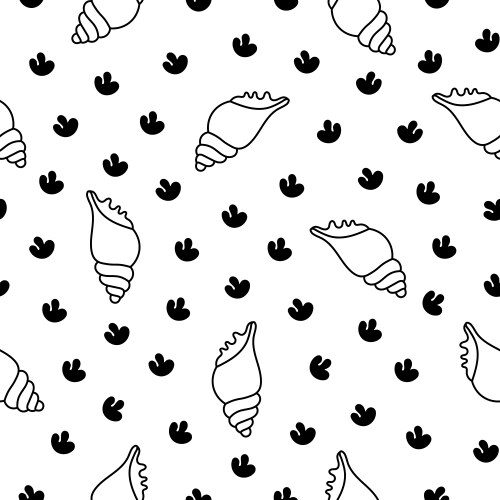 Marine seashell seamless pattern coloring page Vector Image