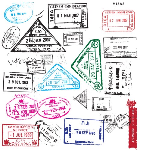 Passport stamps Royalty Free Vector Image - VectorStock