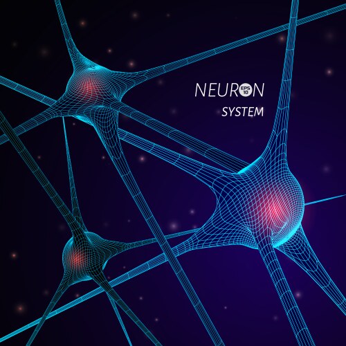 3d synapse and neuron cells transmission signal Vector Image