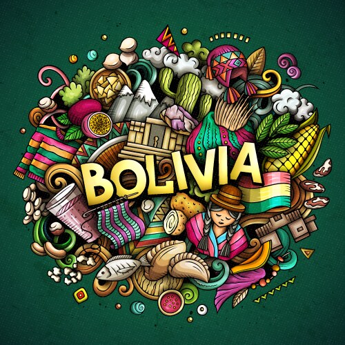 Bolivia hand drawn cartoon doodles Royalty Free Vector Image