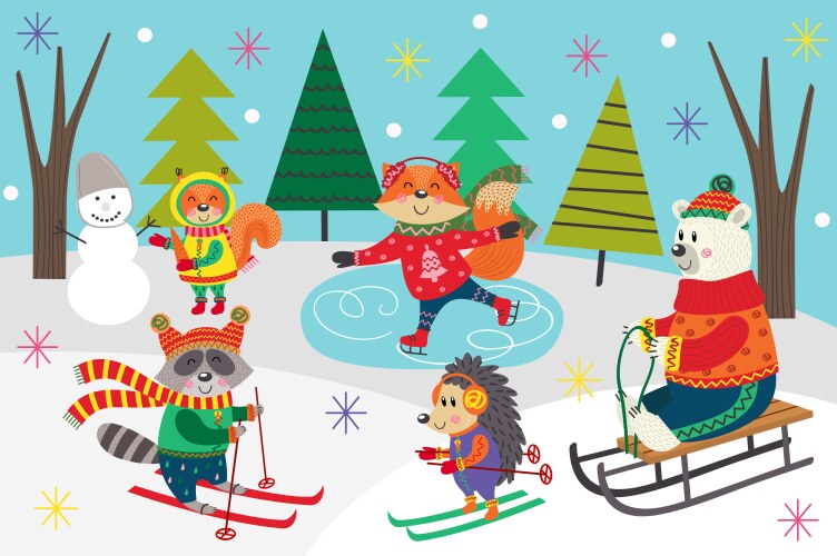 Winter Forest Animals Vector Images (over 13,000)