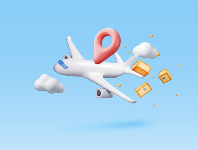 3d delivery airplane and cardboard boxes Vector Image