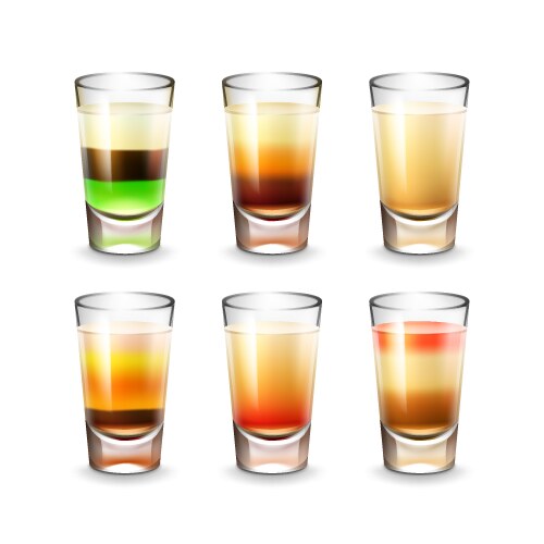 Set of colorful alcohol shots drink Royalty Free Vector