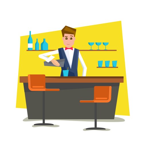 Female friends talking in bar barman with drink Vector Image