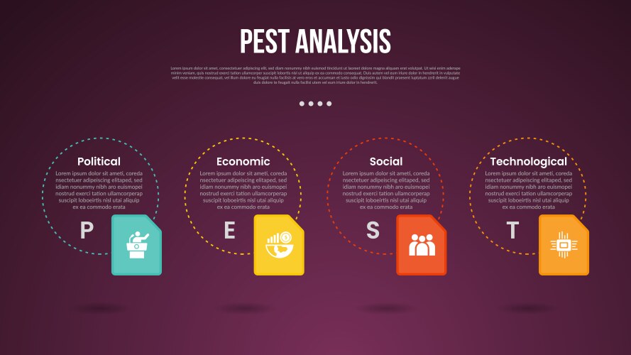 Pest analysis infographic template with dark Vector Image
