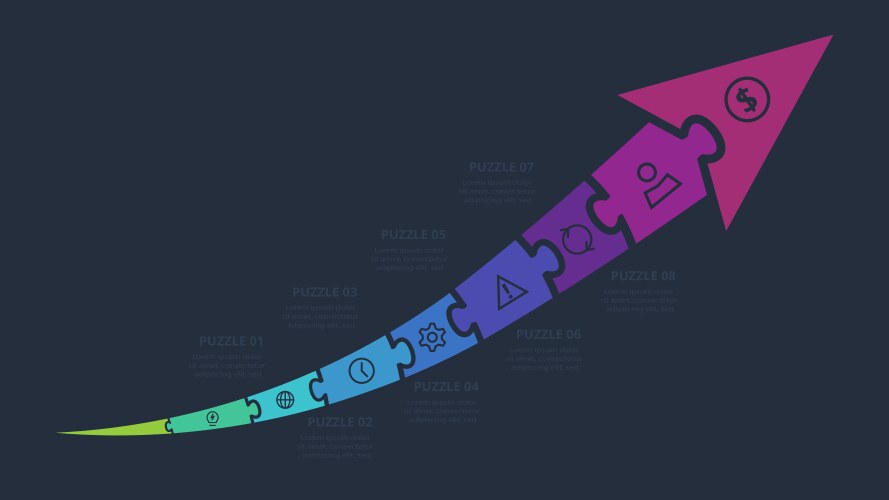 Puzzle infographic with 8 elements presentations Vector Image