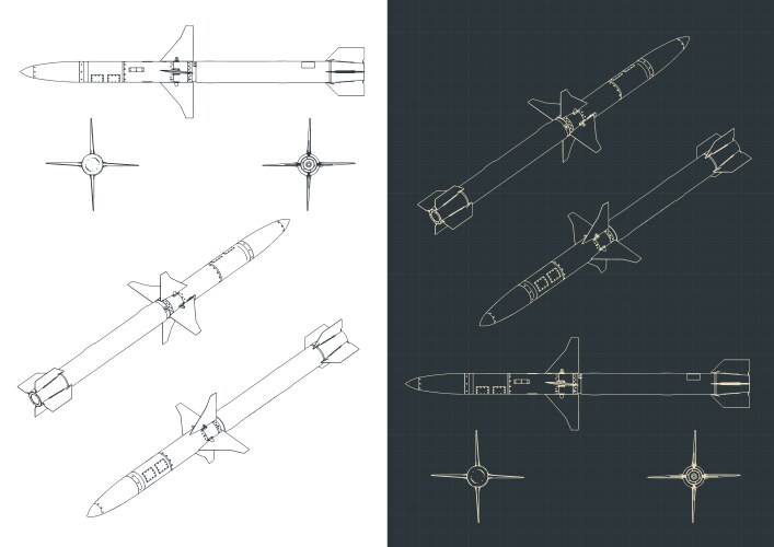 Air-to-air missile blueprints Royalty Free Vector Image