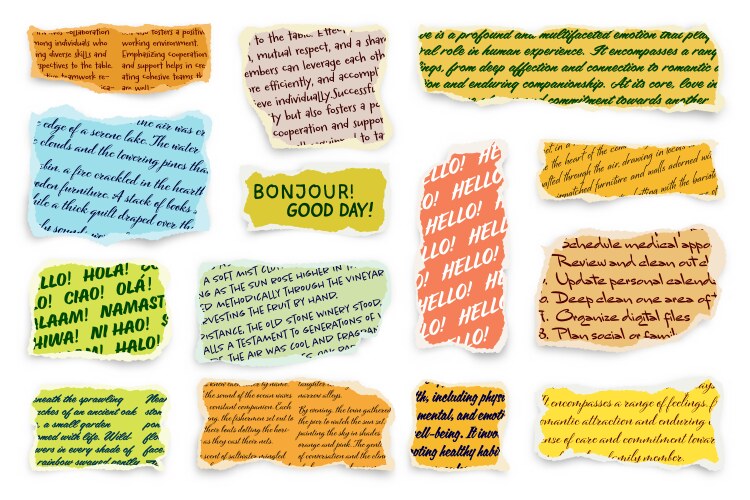 Ripped paper strips with handwritten text Vector Image