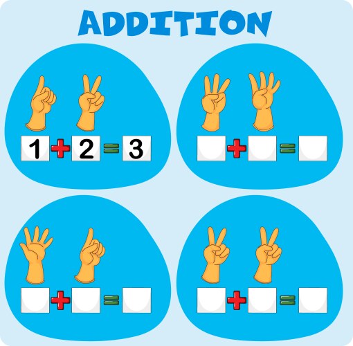 Addition worksheet template with toys Royalty Free Vector