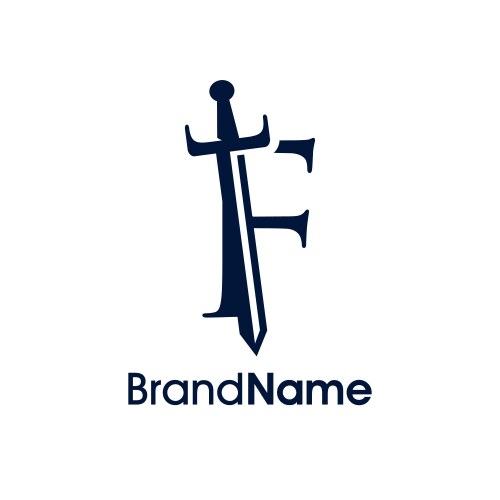 Luxury initial f sword logo Royalty Free Vector Image