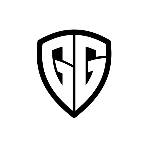 Gg letter logo with sharp triangle shield shape Vector Image
