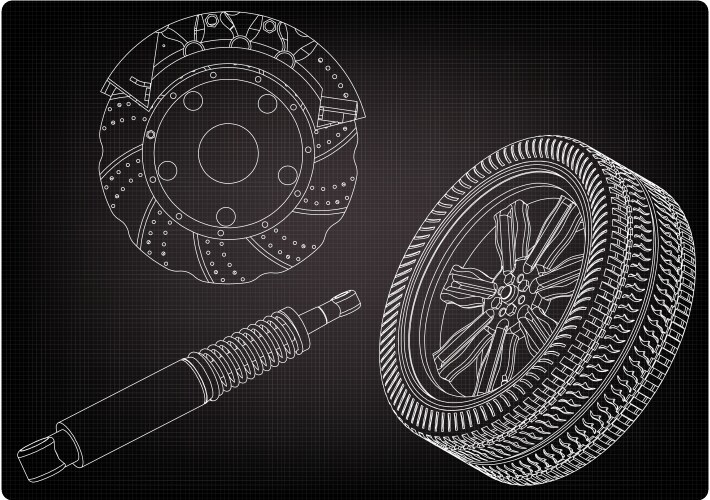 Suv wheel blueprints Royalty Free Vector Image