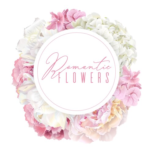 Romantic flowers round banner Royalty Free Vector Image